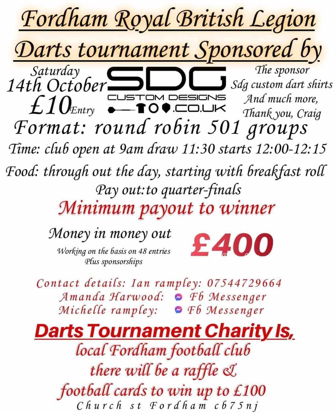 Fordham Royal British Legion Darts Tournament - Spotted in Ely